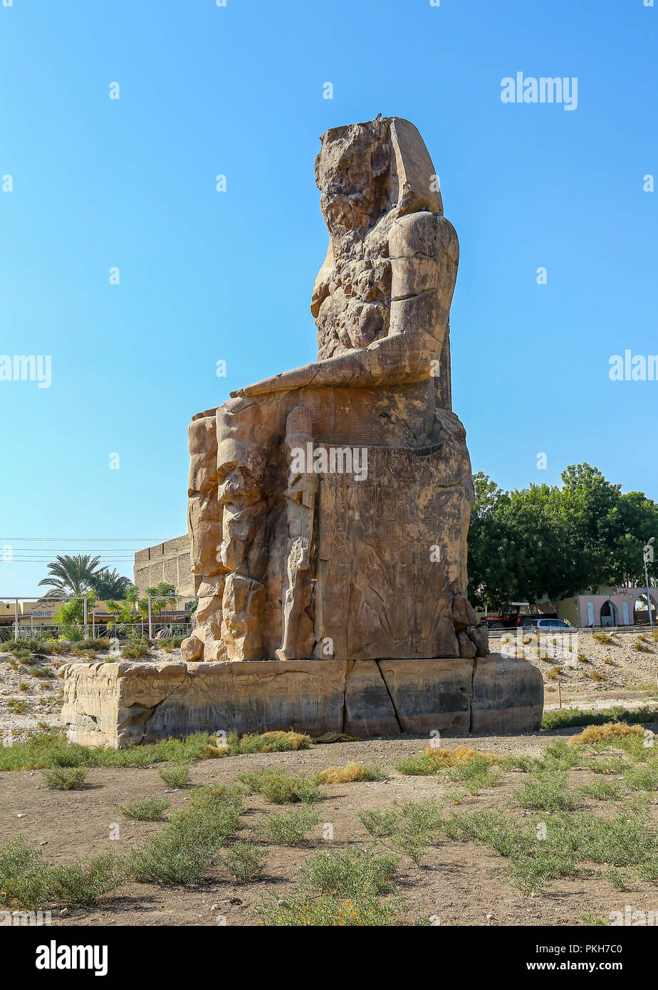 The Colossi of Memnon, two massive stone statues of the Pharaoh ...