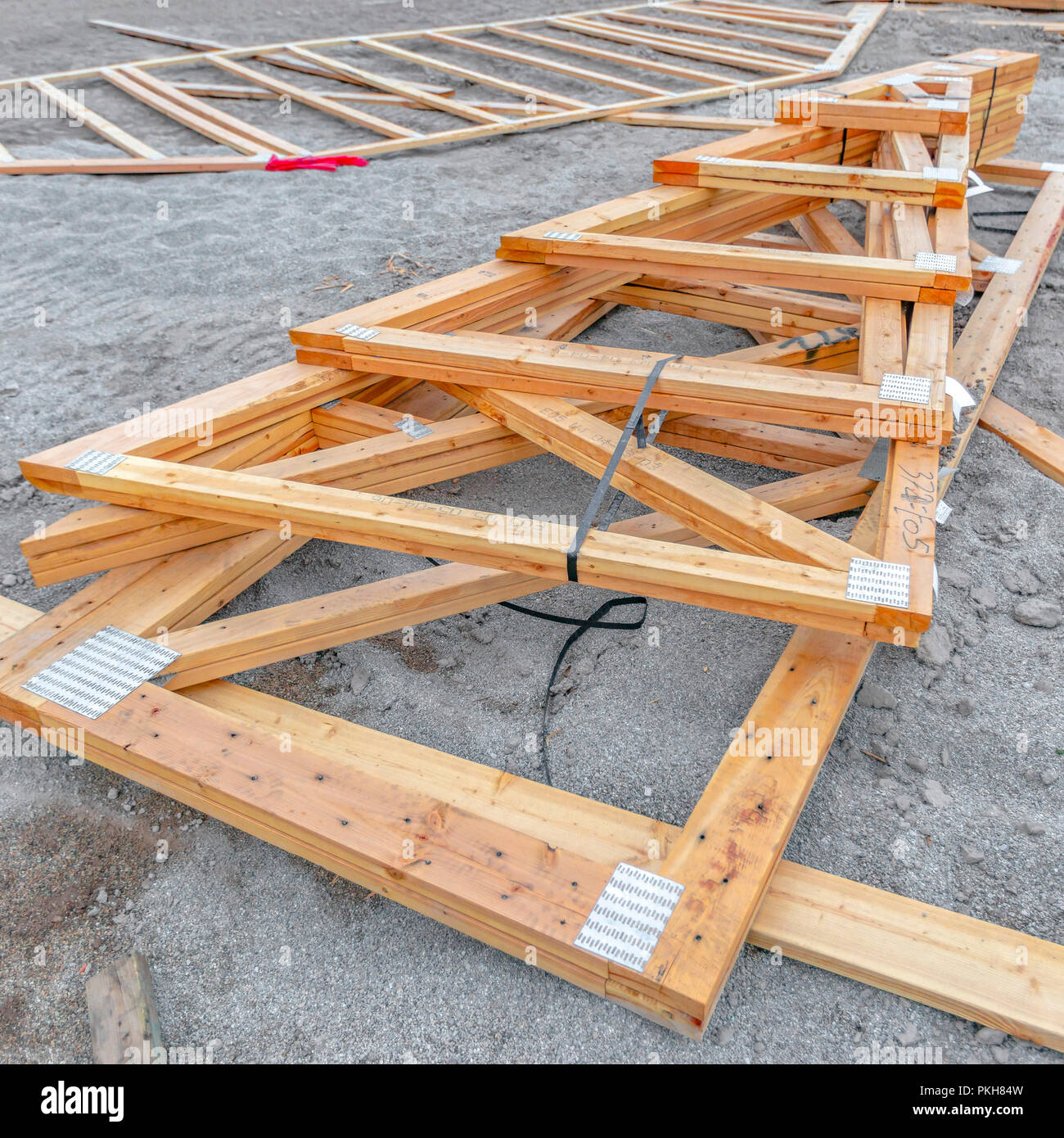 Roof segments built on ground before install Stock Photo - Alamy