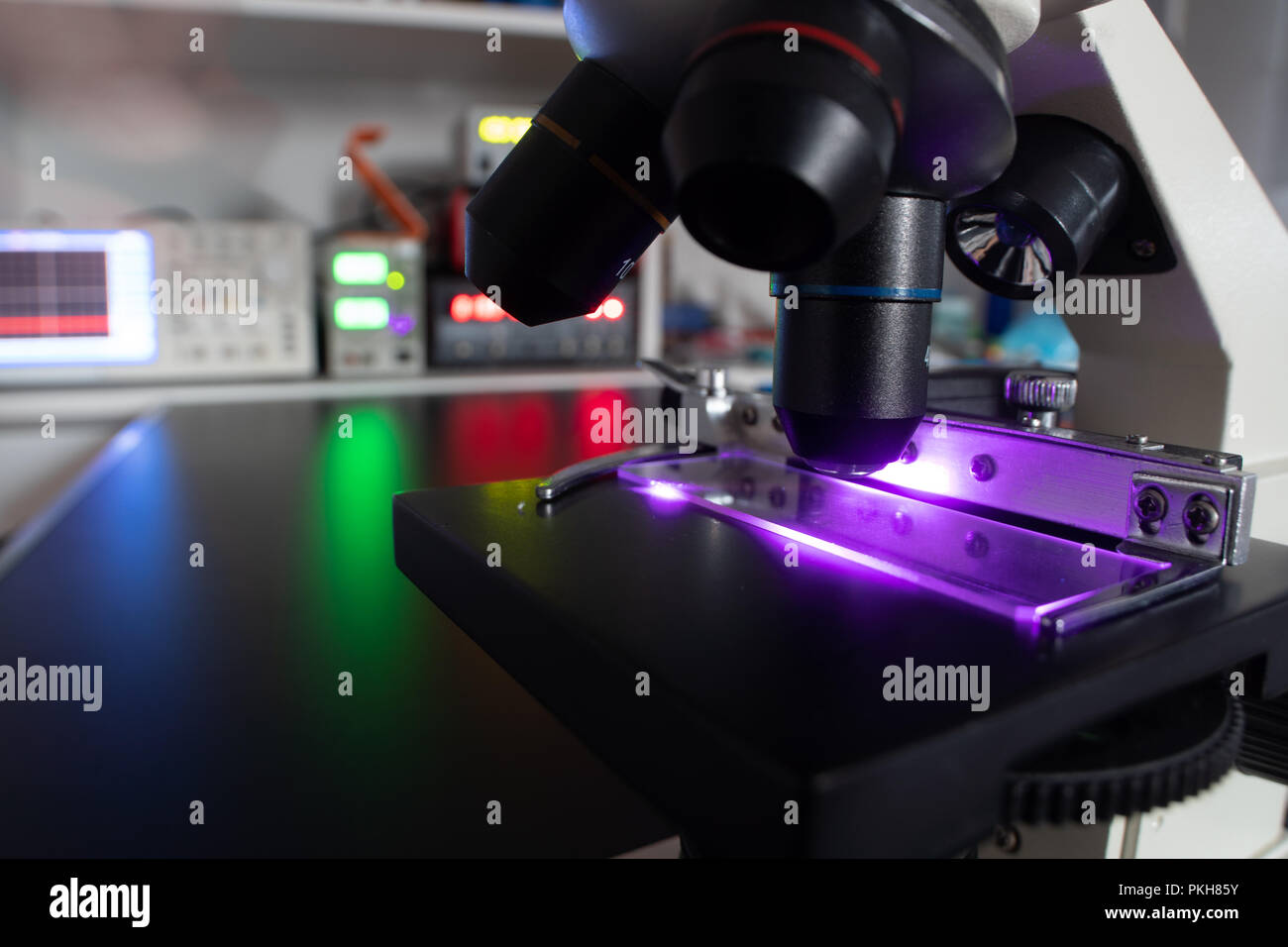 Science microscope in lab Stock Photo - Alamy