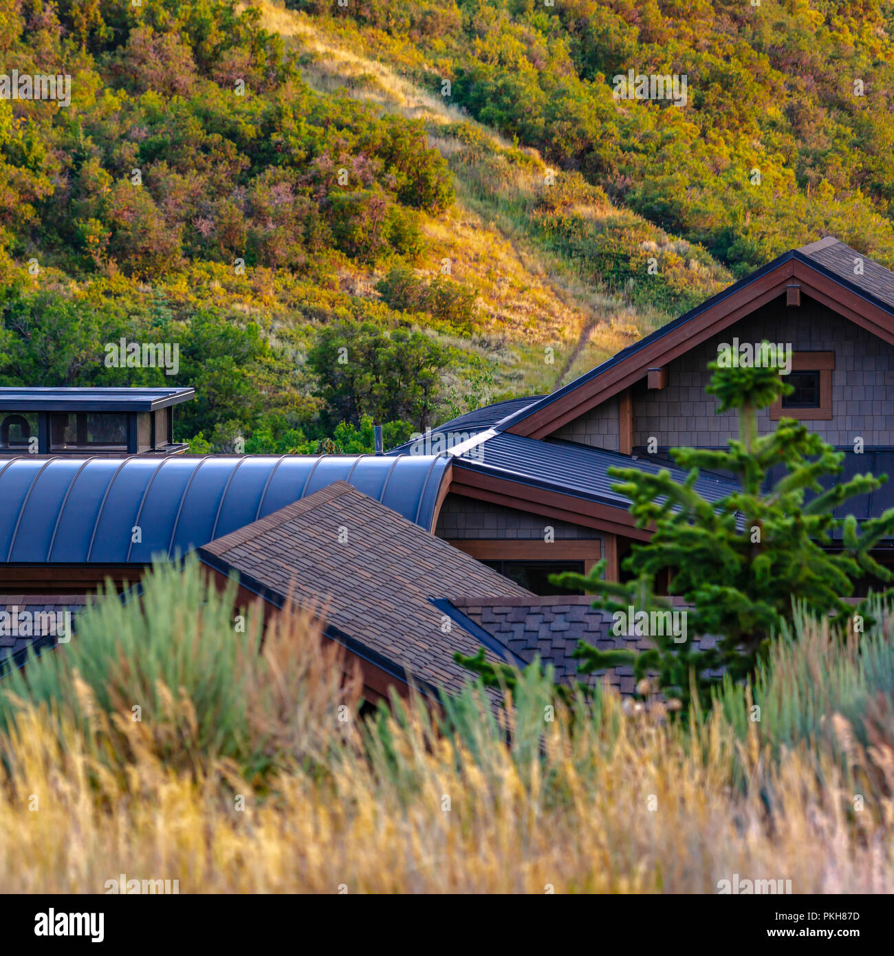 Rooftop of mountain home in Park City square Stock Photo - Alamy
