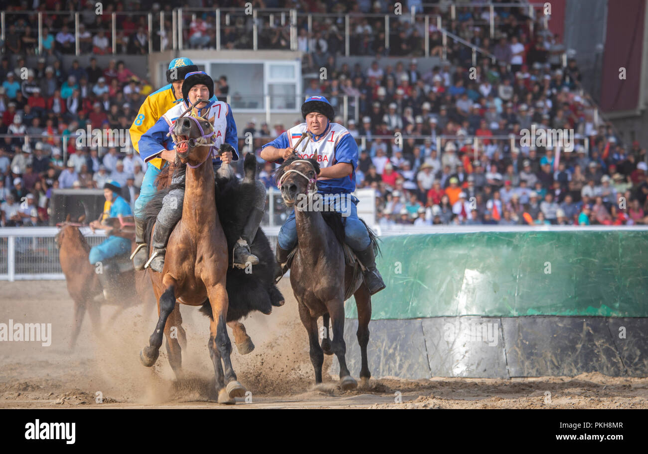 Lake Issyk-Kul, Kurgyzstan, 7th September 2018: game of kok-boru Stock ...