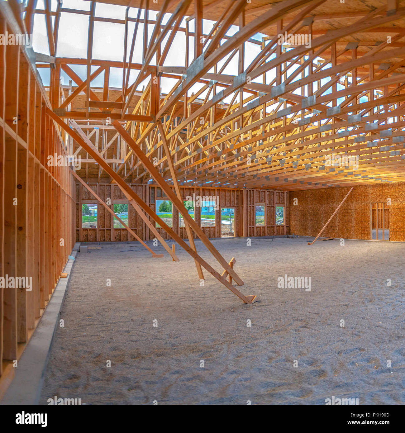 The interior wide angle of new development square Stock Photo - Alamy