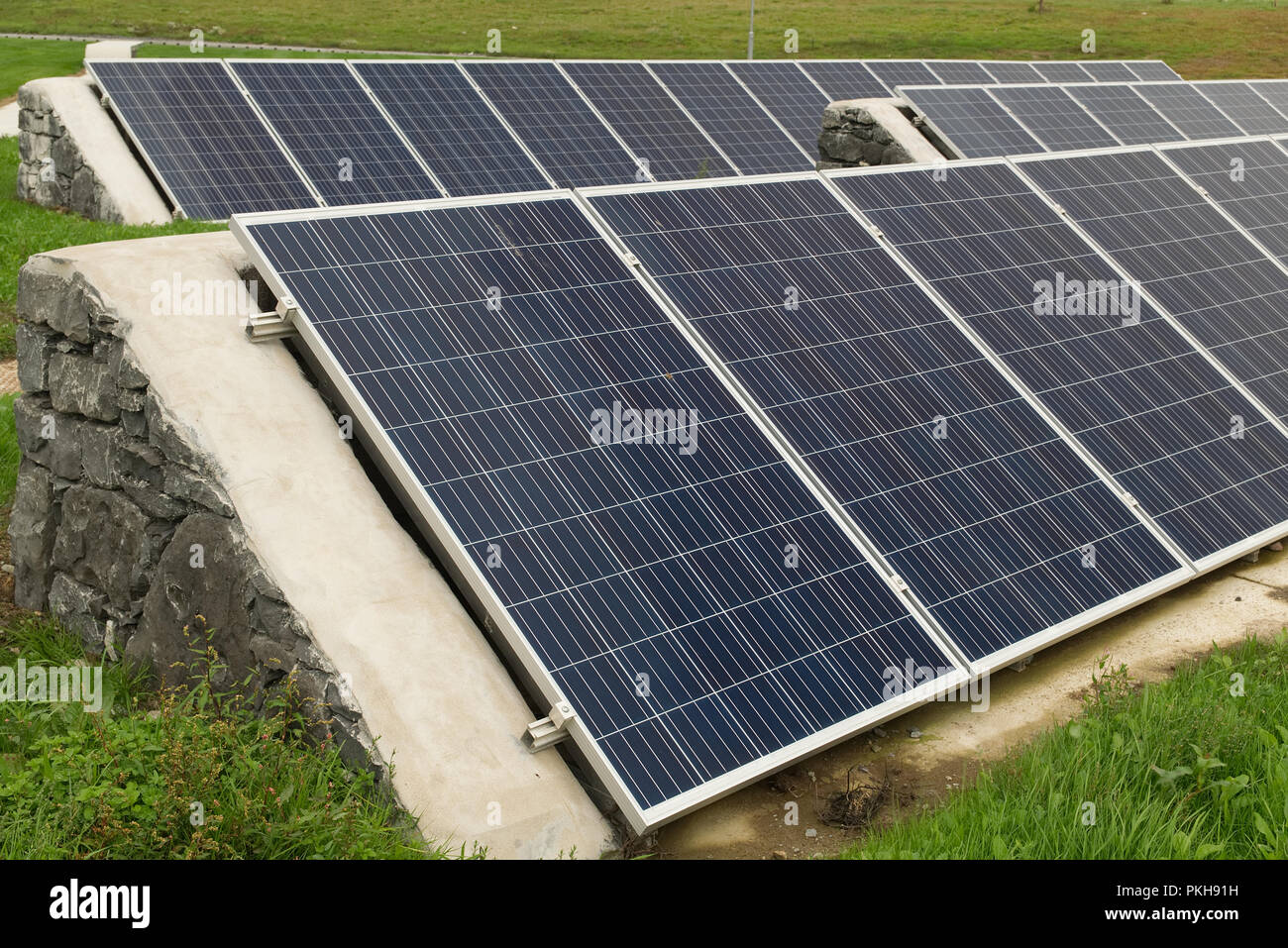 Solar photovoltaic cells panels. Alternative renewable green energy ...