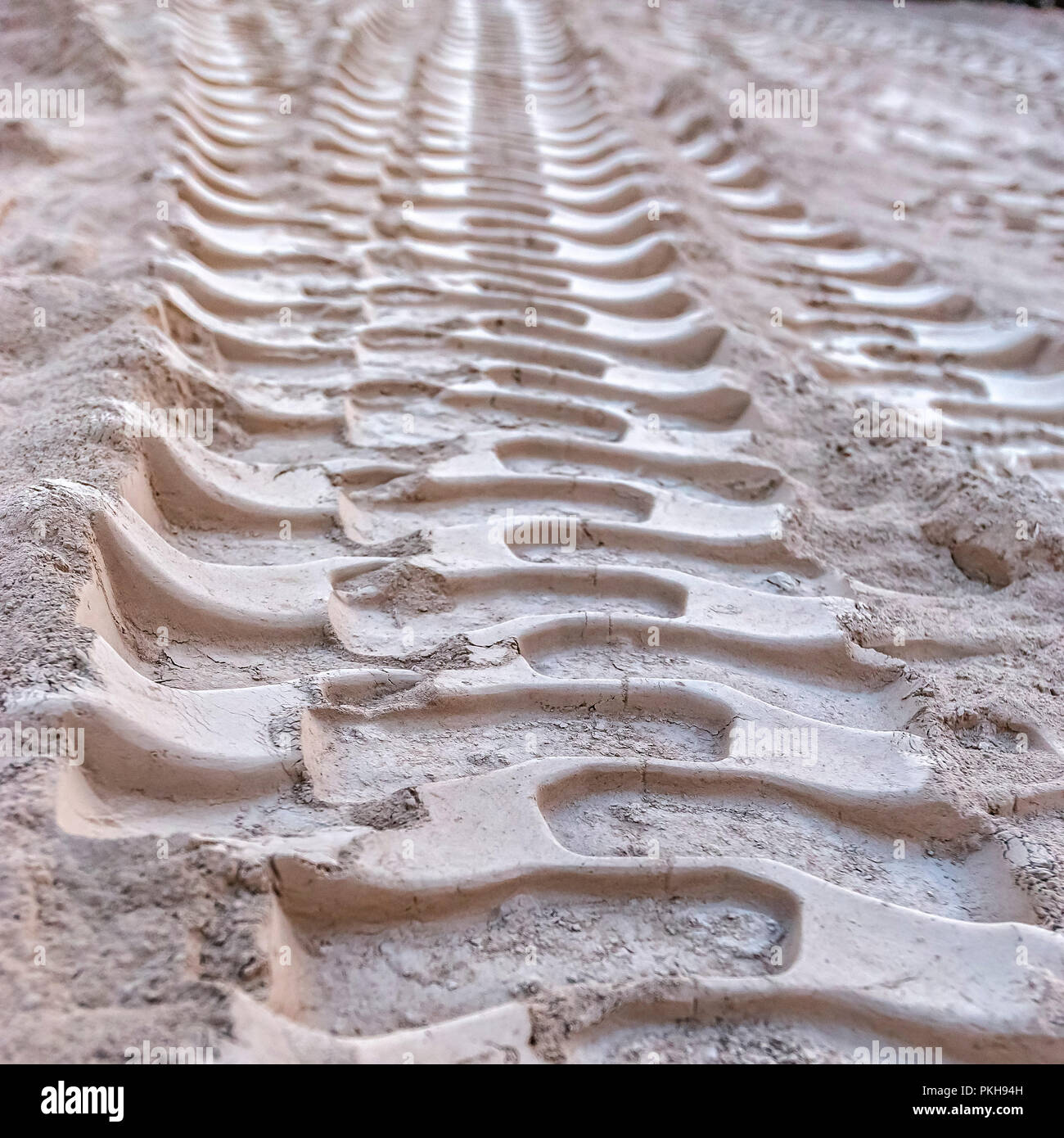 Tire tractor marks in sand of dirt yard Stock Photo - Alamy