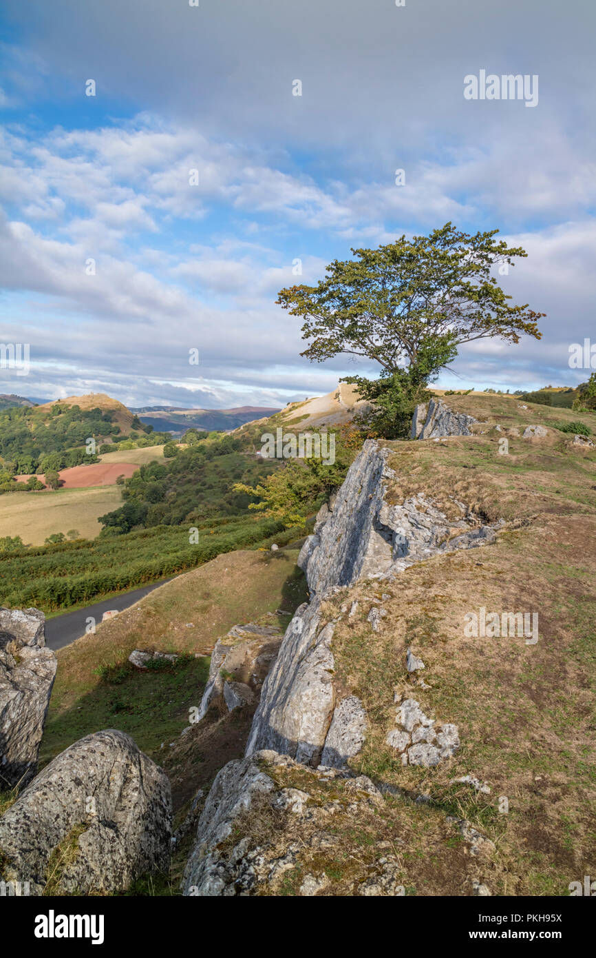 The limestone cliffs of Eglwyseg Escarpment above the Vale of ...
