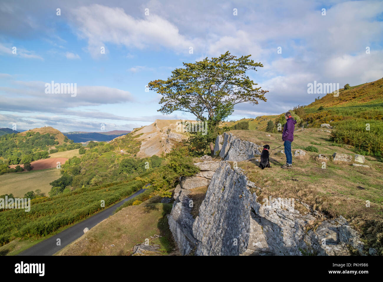 The limestone cliffs of Eglwyseg Escarpment above the Vale of ...
