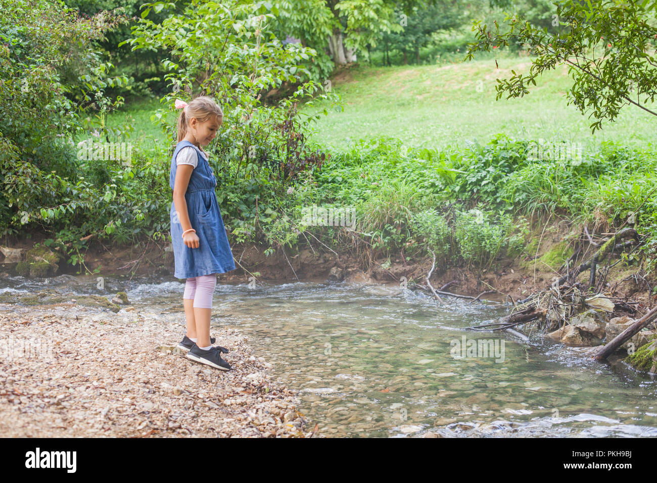 Child Summer Day in Nature at Forest Stream Stock Photo - Alamy