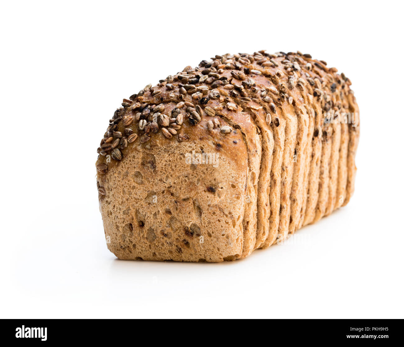 Sliced wholemeal rye bread with pearl barley isolated on white Stock ...