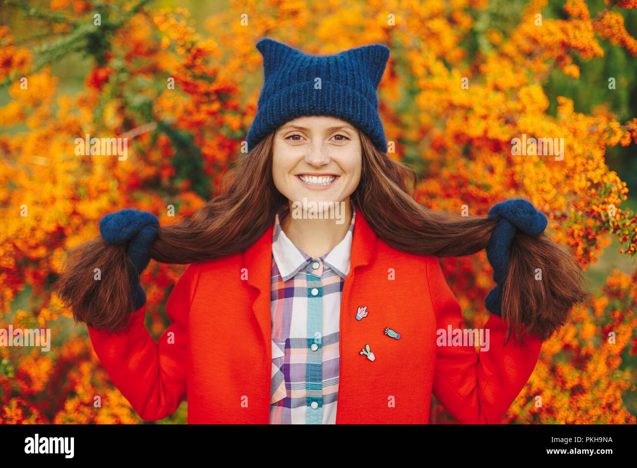 Outdoor Close Up Portrait Of Young Beautiful Happy Smiling Hipster Girl