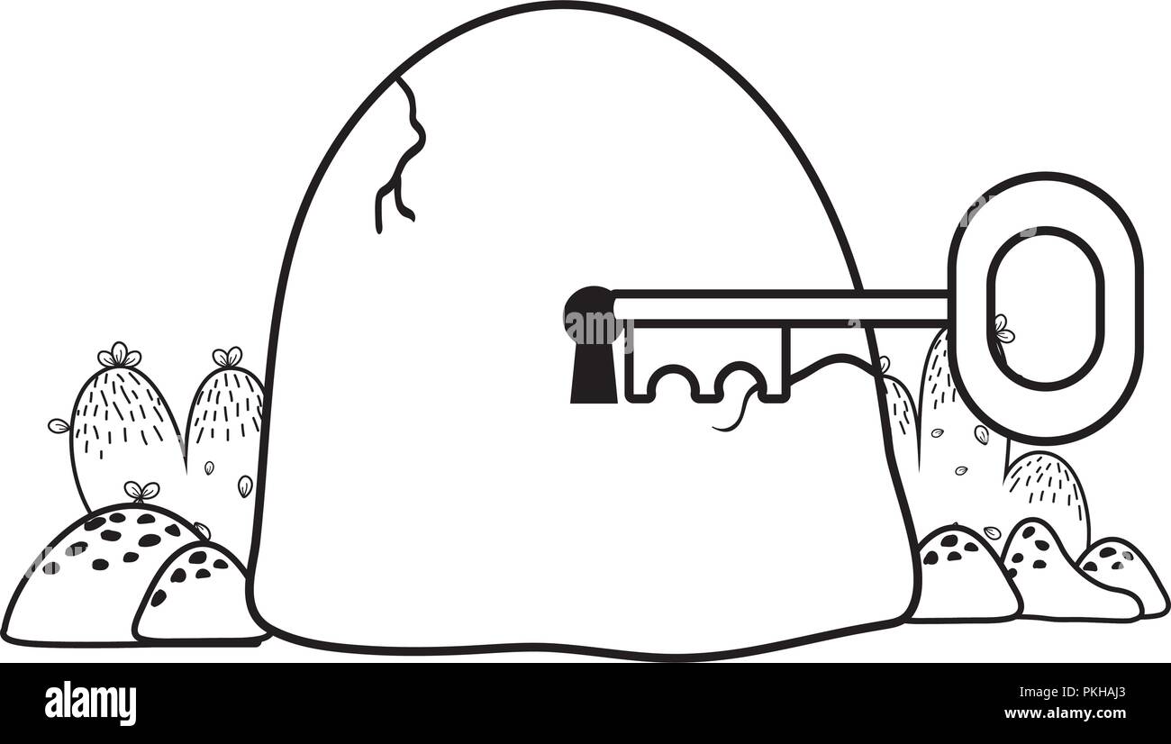 outline scary stone tablet padlock with key Stock Vector Image & Art ...