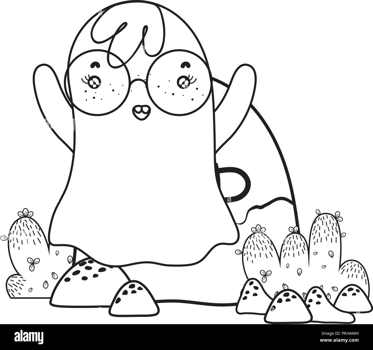 outline ghost wearing glasses with rip stone Stock Vector Image & Art ...