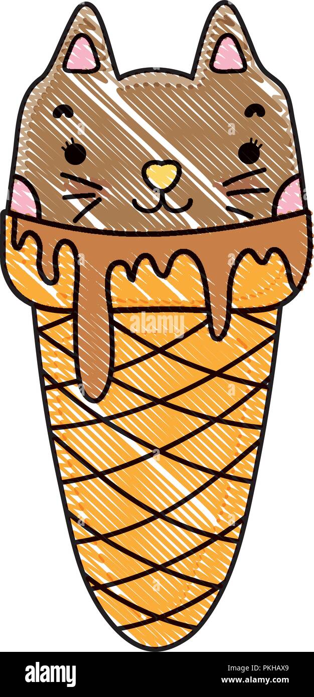grated kawaii sweet cat ice cream Stock Vector Image & Art - Alamy