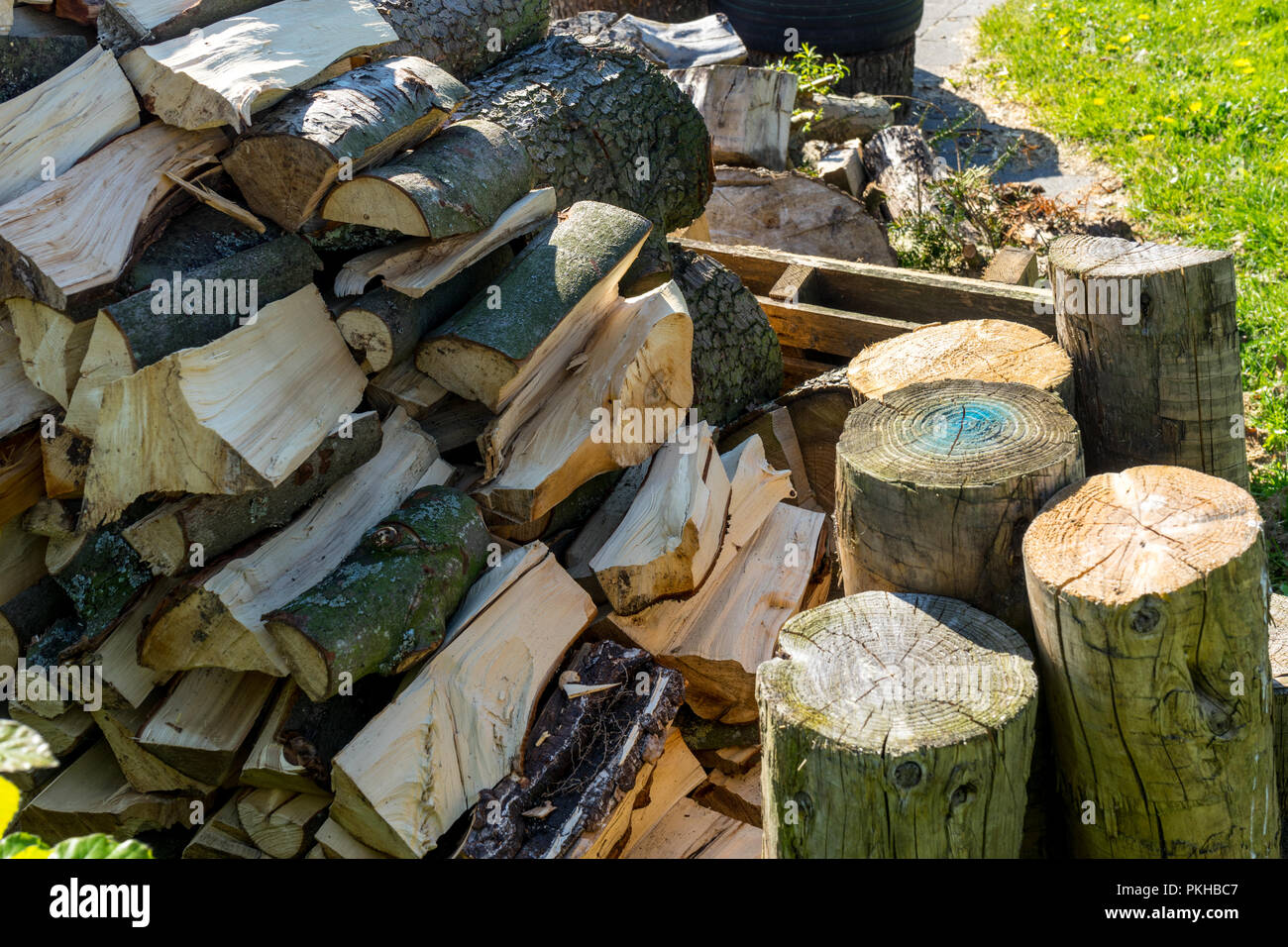 Close up of a stack of logs in a field hi-res stock photography and ...