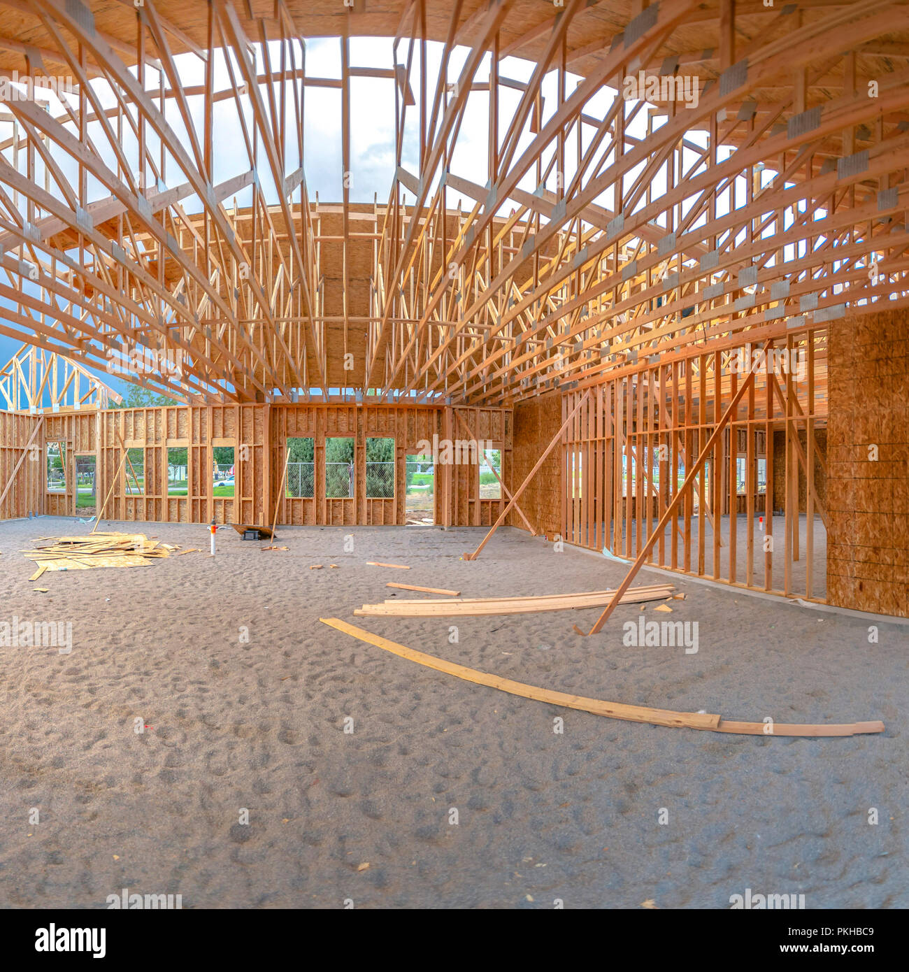 Wide angle building interior square Stock Photo - Alamy