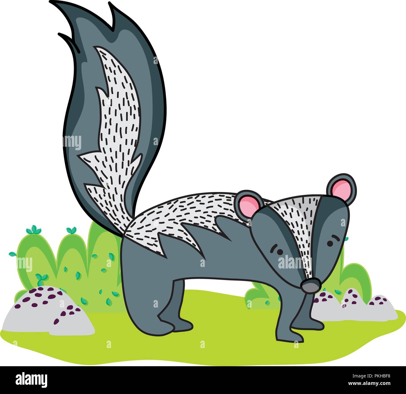 happy skunk wild animal in the landscape Stock Vector Image & Art - Alamy