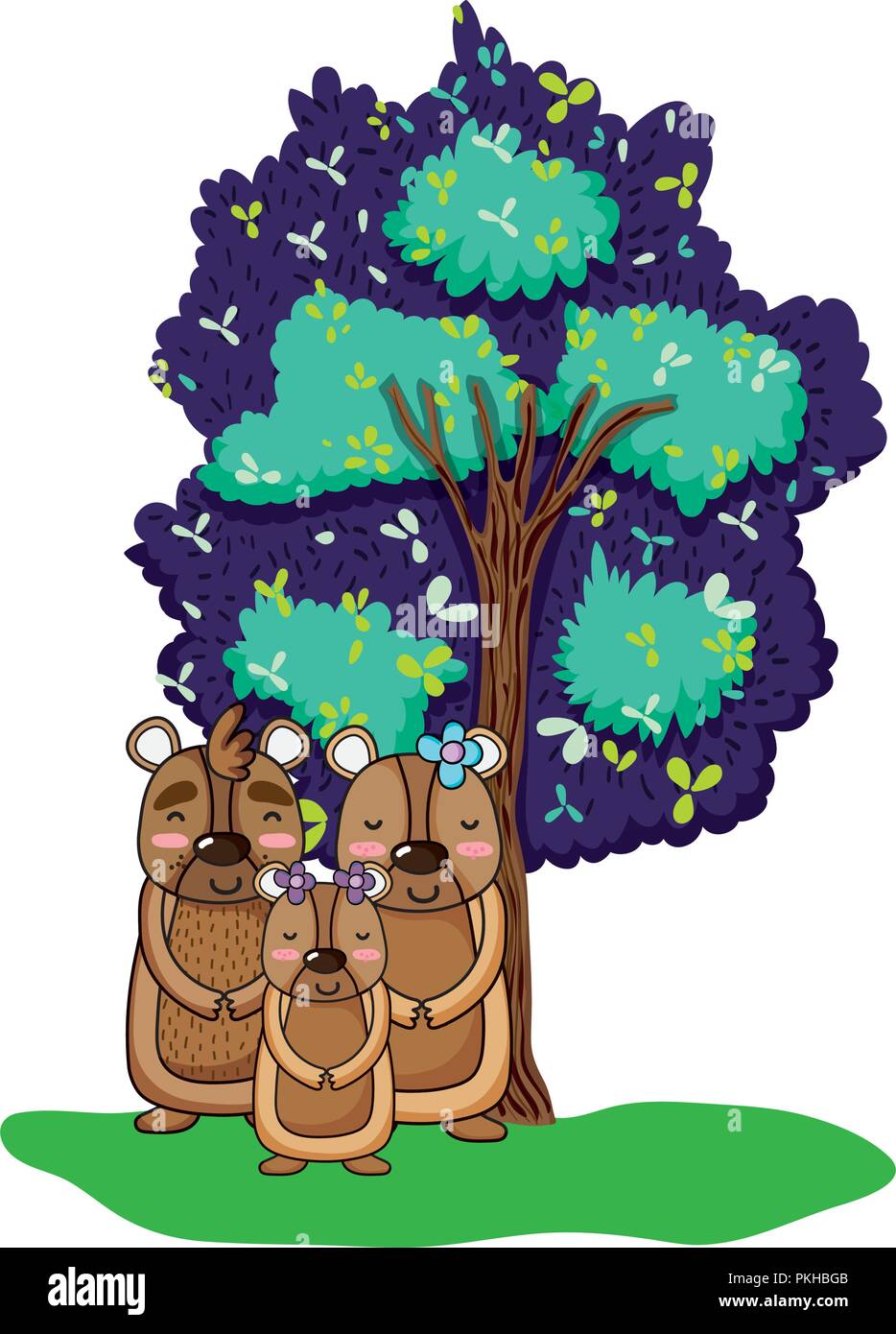 cute bear family with tree leaves Stock Vector Image & Art - Alamy