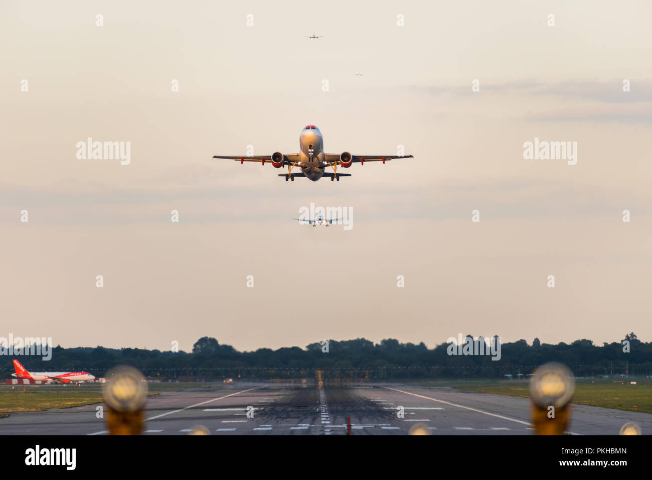GATWICK AIRPORT, ENGLAND, UK – SEPTEMBER 13 2018: View directly down ...