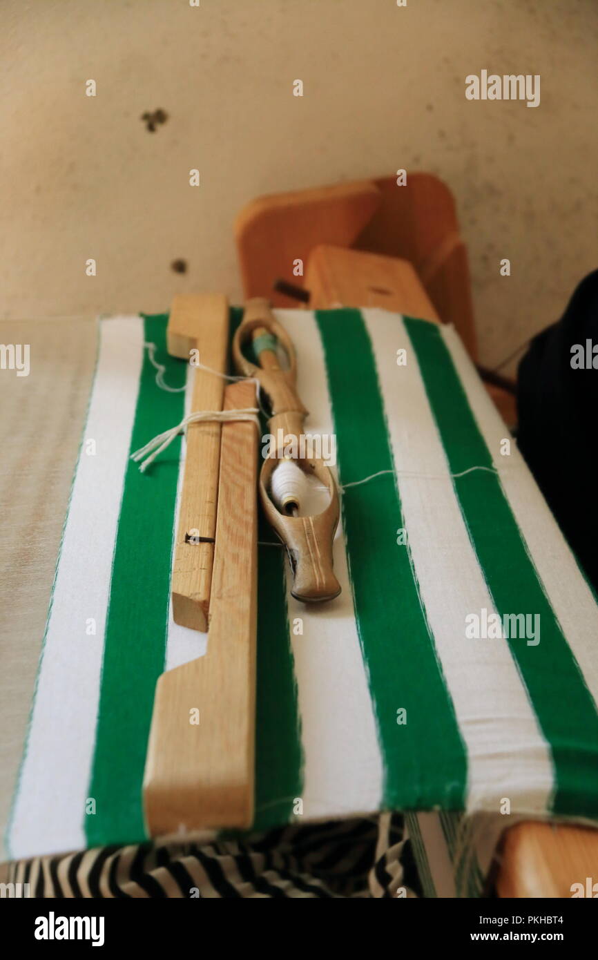 Tools for weaving in a traditional workshop of a textile cooperative of ...