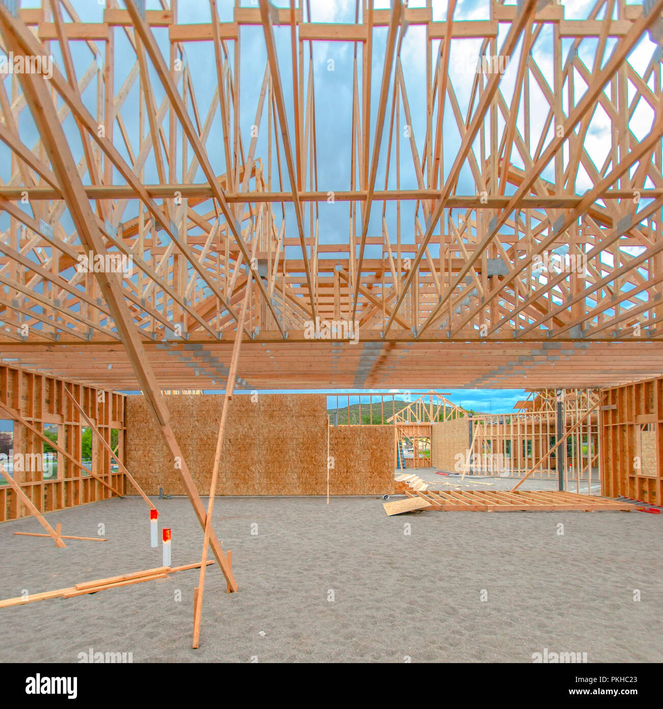 Wide tall view interior construction building Stock Photo - Alamy