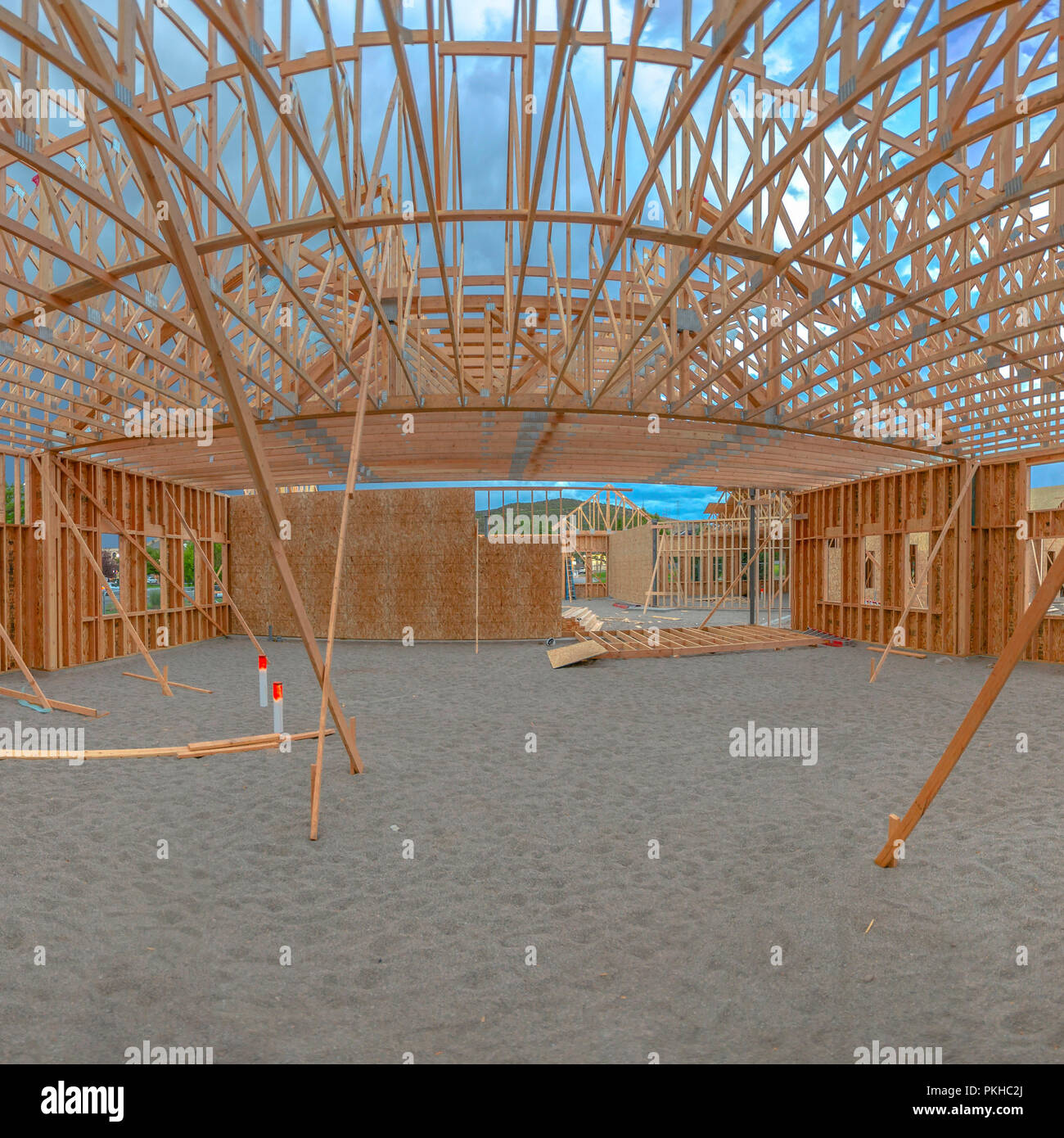 Wide view of an interior construction square Stock Photo - Alamy