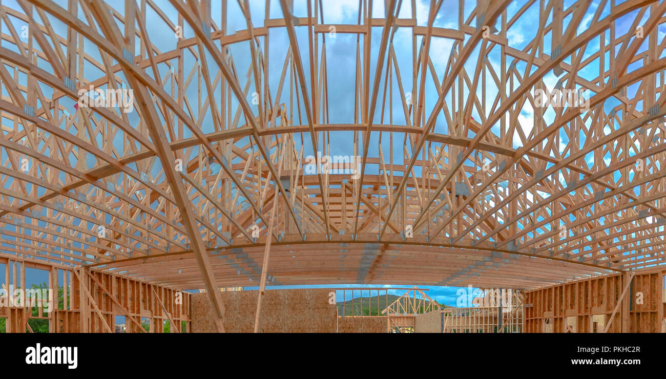 Wide view of an interior construction wide pano Stock Photo - Alamy