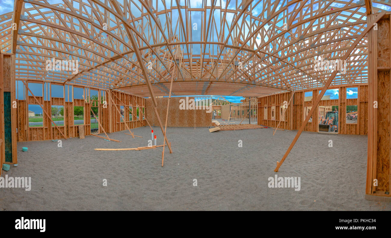 Wide view of an interior construction Stock Photo - Alamy