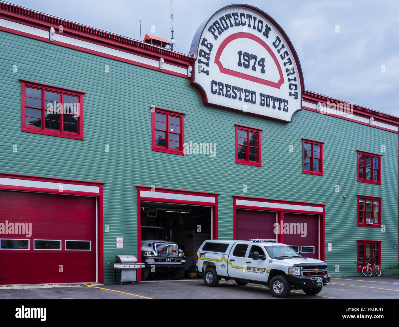 Fire protection district fire station, Crested Butte, Colorado Stock ...