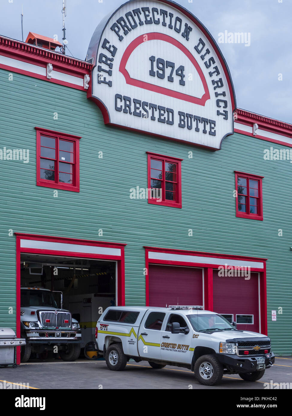 Fire protection district fire station, Crested Butte, Colorado Stock ...