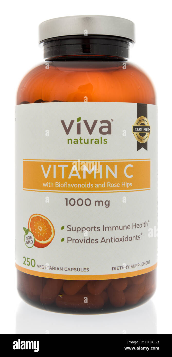 Winneconne, WI - 7 September 2018: A bottle of Viva naturals vitamin C ...