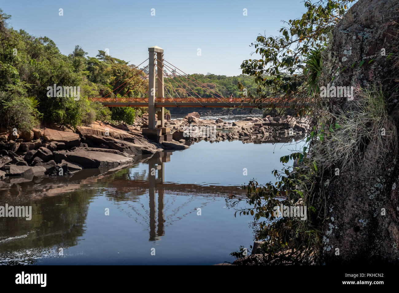 Salto/ SP/ Brazil - September 8, 2018: Cable-stayed bridge over Tietê ...