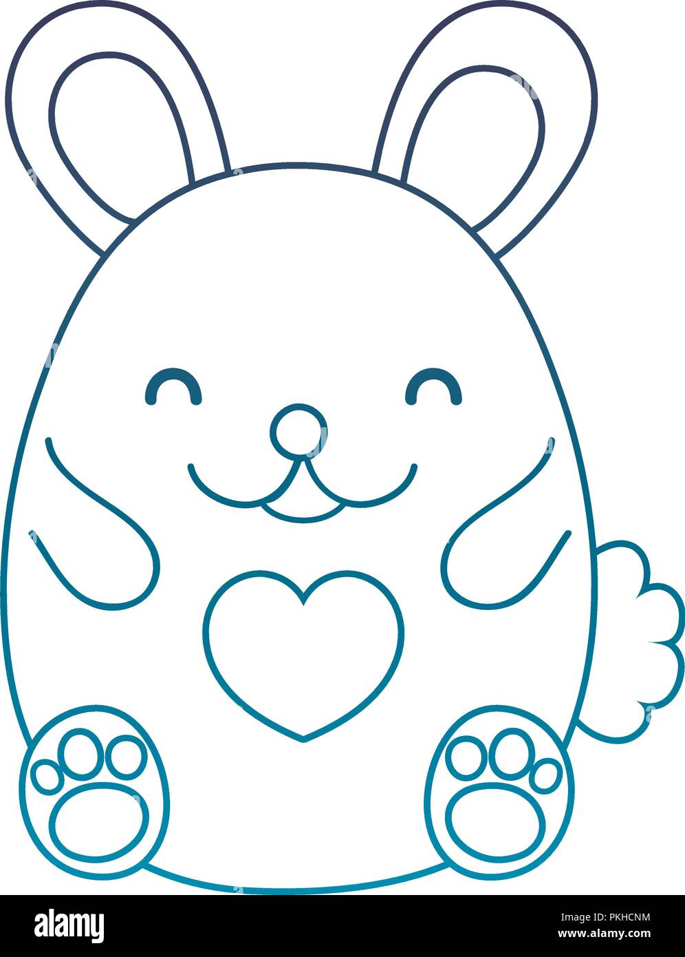 degraded outline cute female mouse animal with heart Stock Vector Image ...