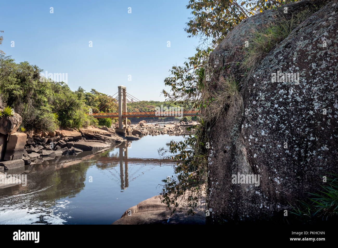 Salto/ SP/ Brazil - September 8, 2018: Cable-stayed bridge over Tietê ...