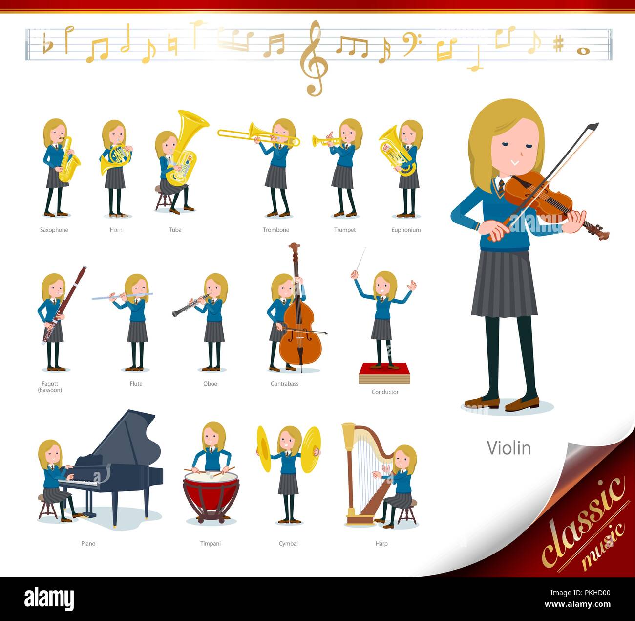 A set of school girl on classical music performances.There are actions ...