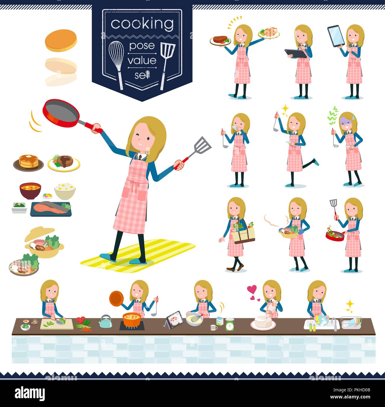 A set of school girl about cooking.There are actions that are cooking ...