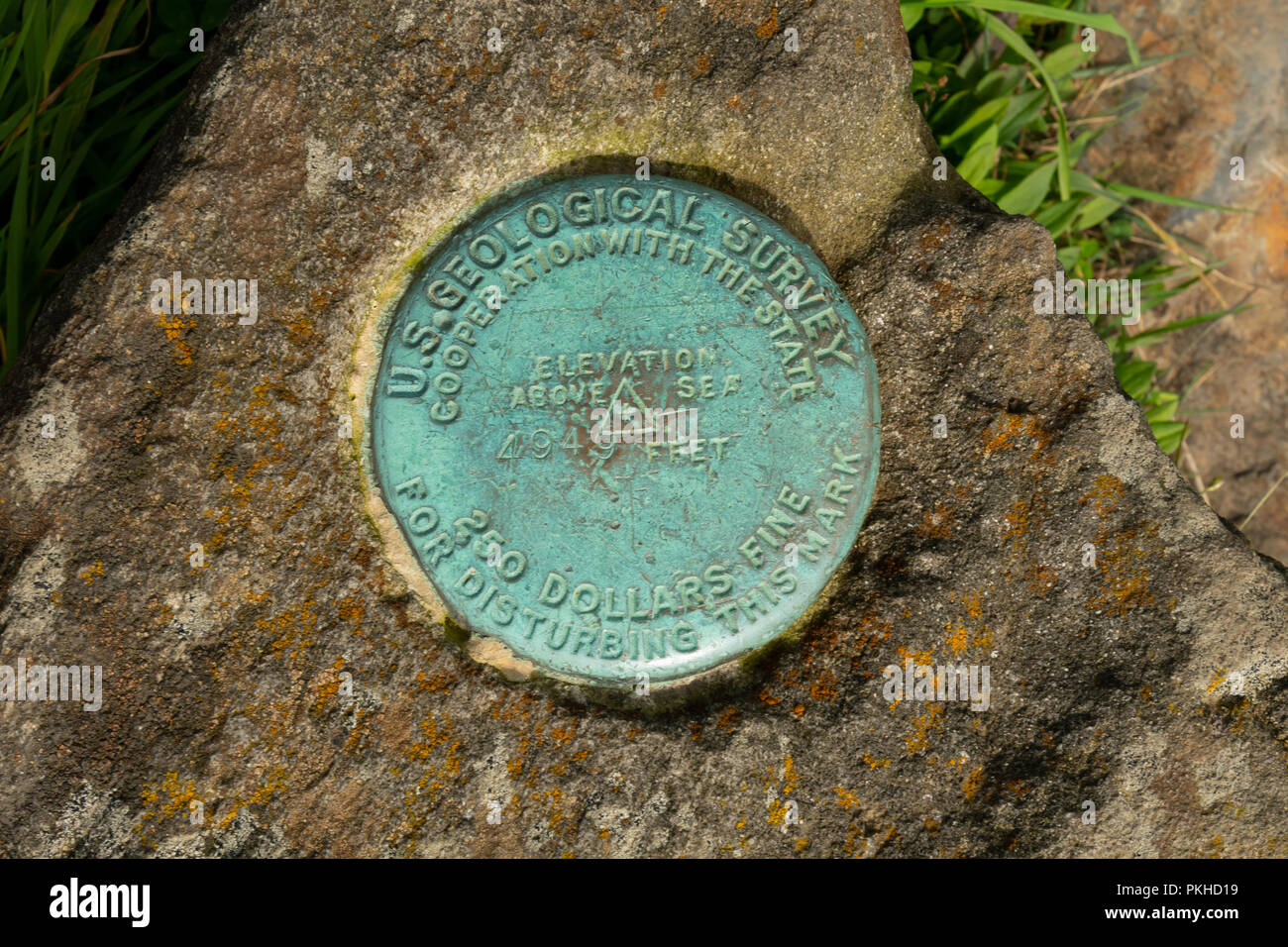 Gregory Bald Survey Marker inset into rock Stock Photo - Alamy