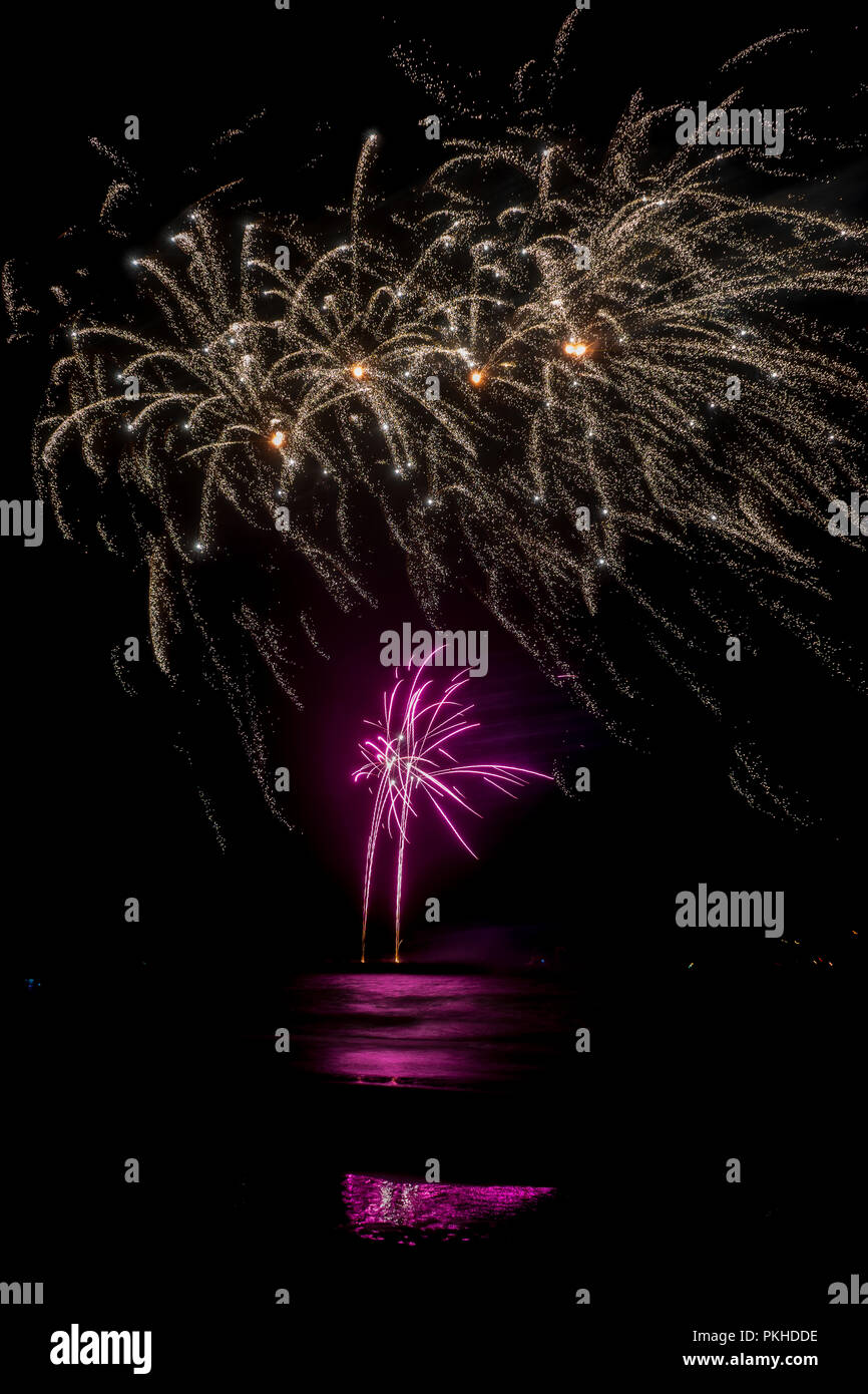 Annual summer fireworks event at Scheveningen beach in Den Haag on 17th ...