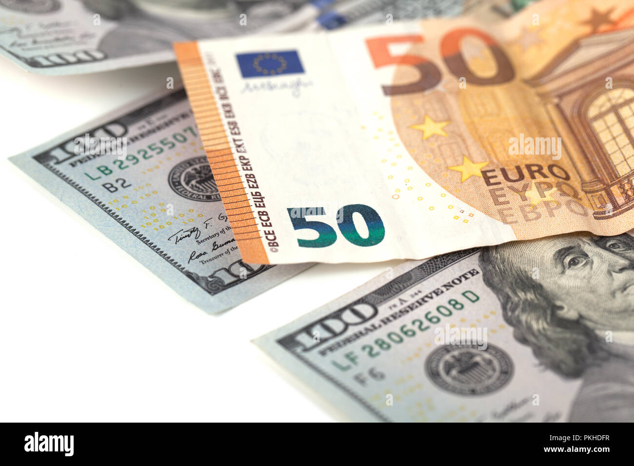 Pile of soft money: dollars and euros Stock Photo - Alamy