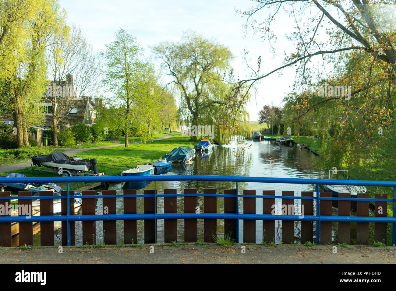 Netherlands,Wetlands,Maarken,Europe, a wooden bench sitting next to a ...