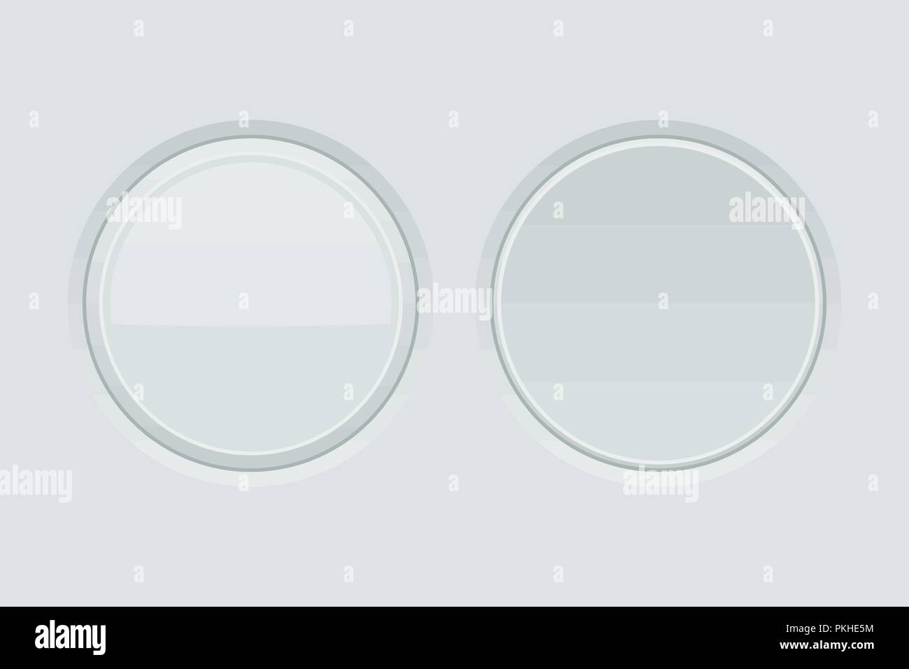 White round buttons. Normal and pushed. 3d web interface elements Stock ...