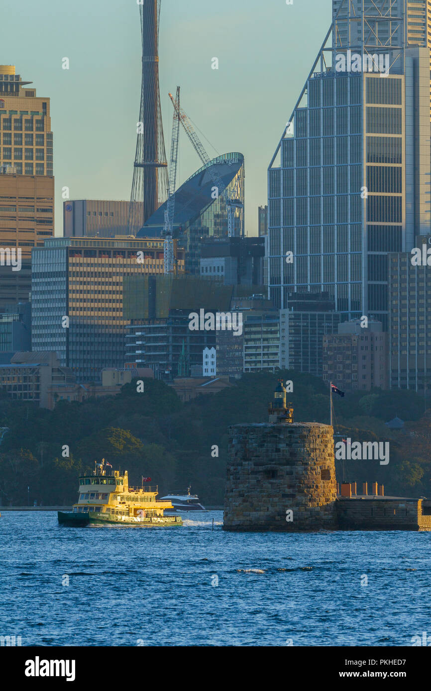 Detail from Sydney Harbour in Australia, including Fort Denison, also ...