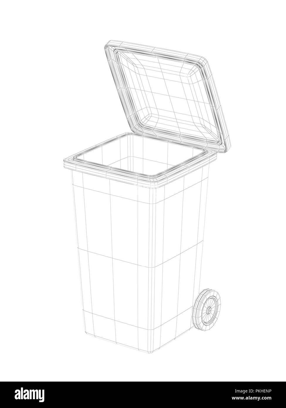 3D wire-frame model of waste container on white background Stock Photo ...