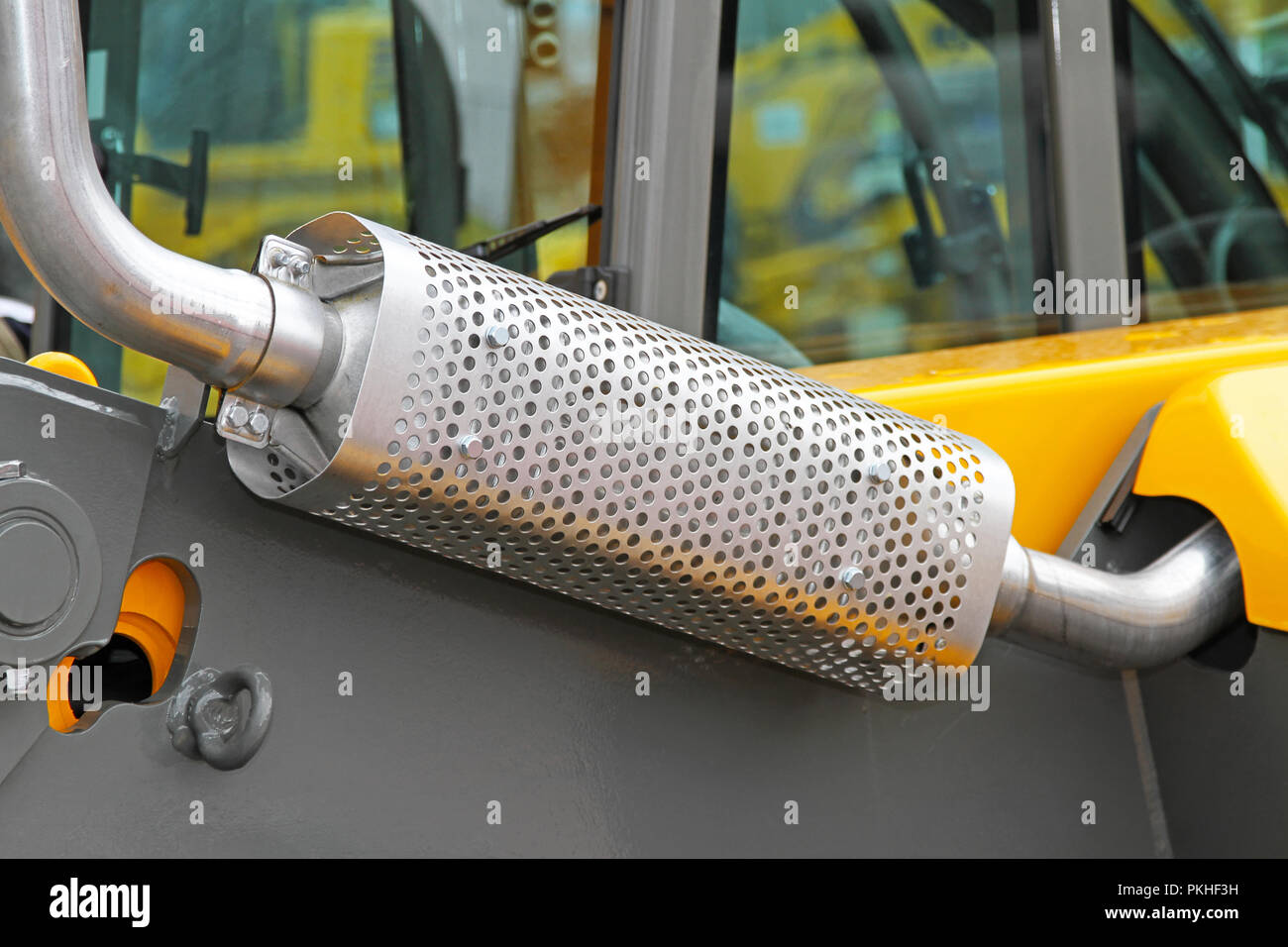 Aluminum metal exhaust pipe on modern machine Stock Photo - Alamy