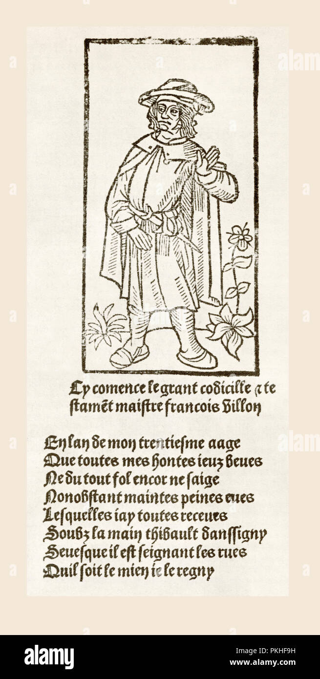 François Villon, 1431 - c.1463. French poet of the late Middle Ages ...