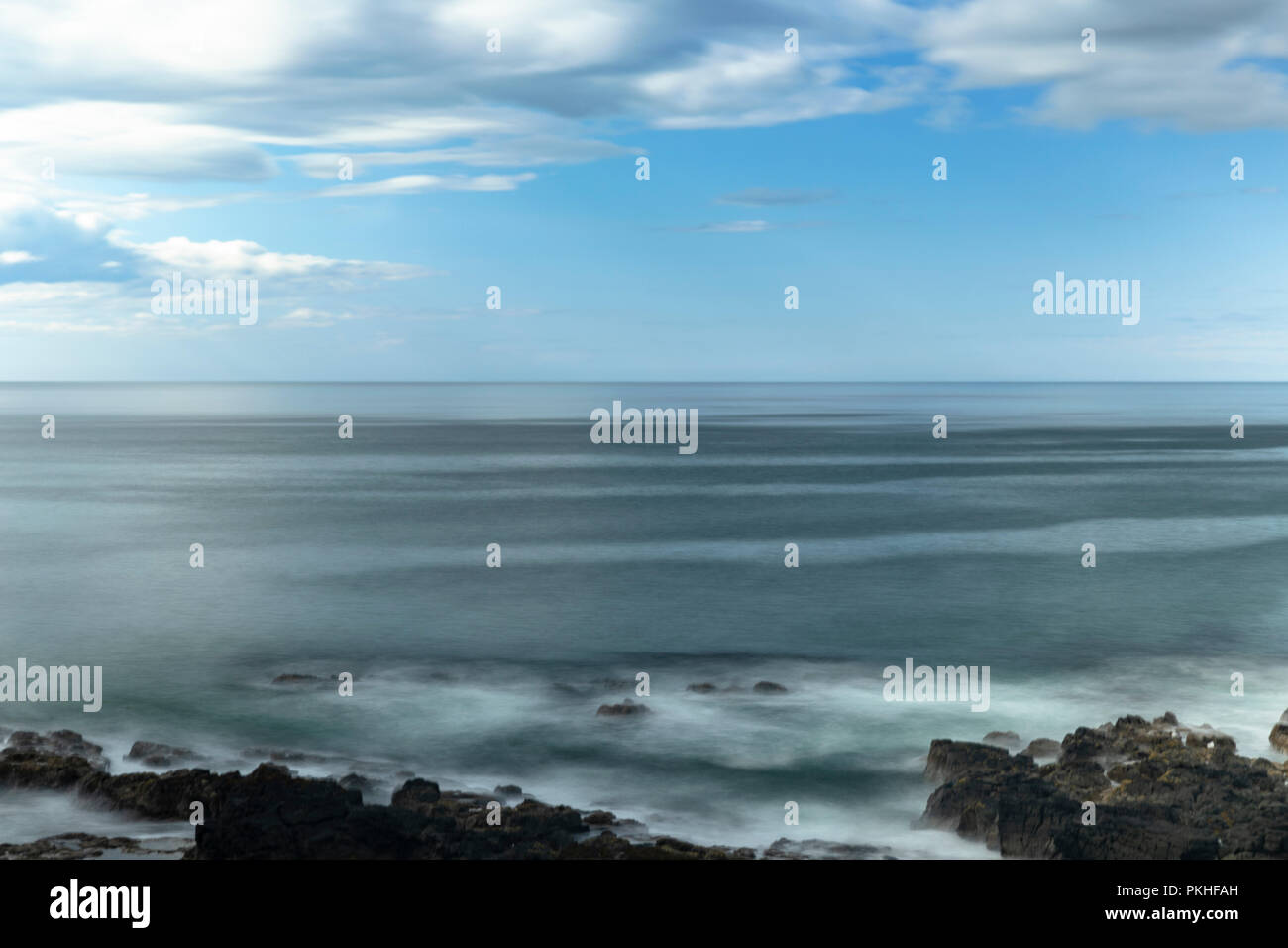 Landscape showing the sea and horizon at the coastline of Portstewart ...