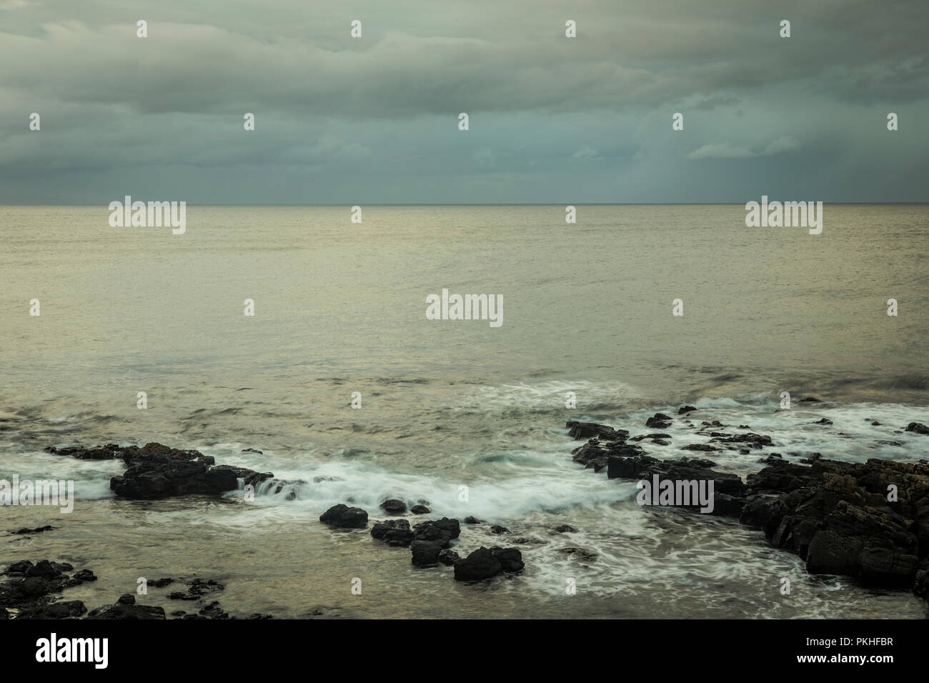Landscape showing the sea and horizon at the coastline of Portstewart ...