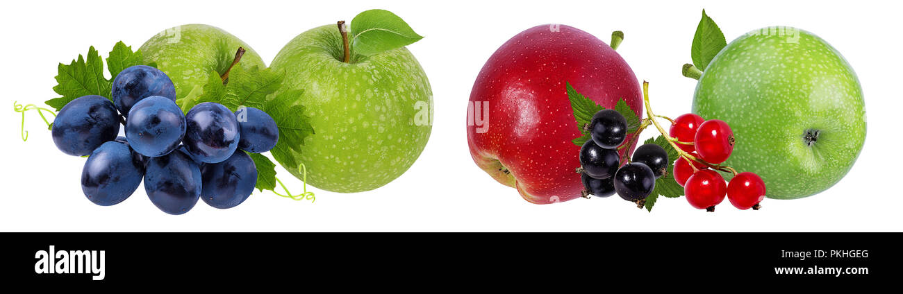 Apples,currant and grapes isolated on white background Stock Photo - Alamy