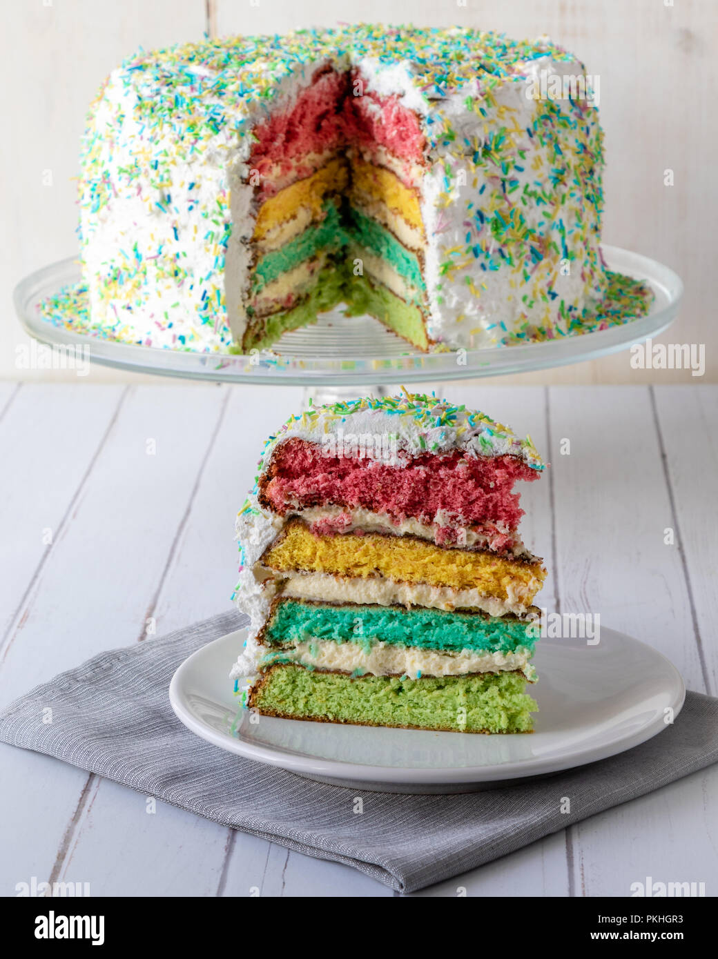 colorful rainbow cake dessert with colored layers Stock Photo - Alamy