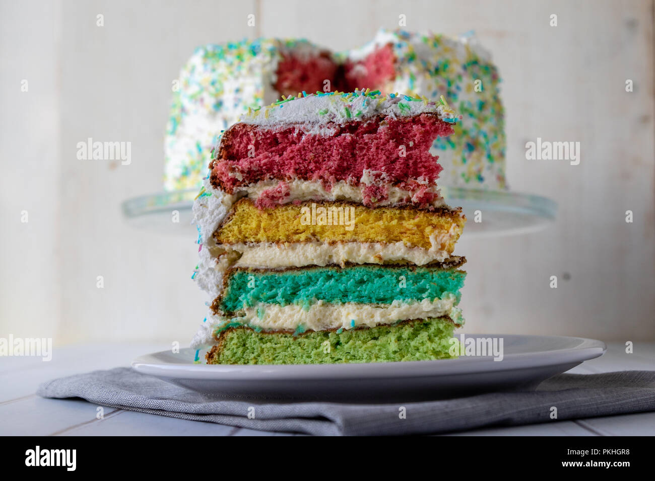 colorful rainbow cake dessert with colored layers Stock Photo - Alamy