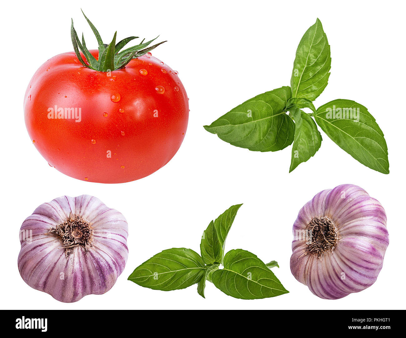tomato,garlic; basil isolated on white background Stock Photo - Alamy