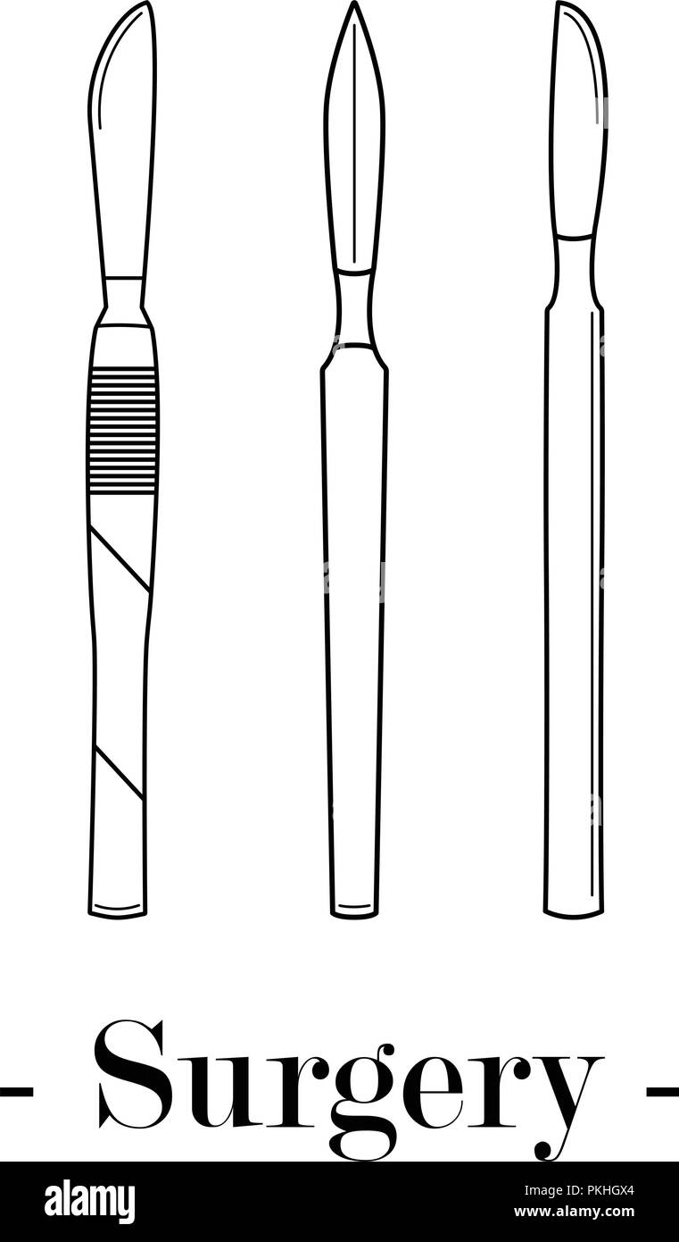 Vector illustration with three scalpels. Medical illustration. Surgery ...